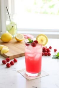 Raspberry Lemon Spritzer Mocktail : Bright and Bubbly